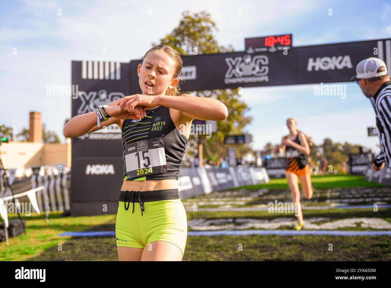 Chase Gilbert celebrates after placing 26th in the girls race in 18:42 ...