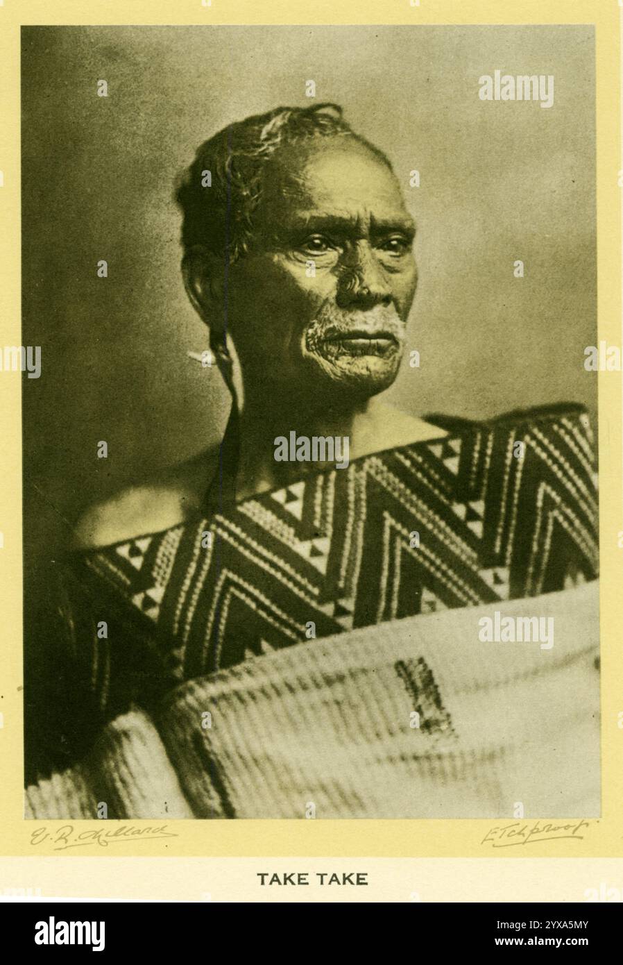 Portrait of the elderly Maori chief, Taketake Rangitipu (Ngāti Ruaka ...