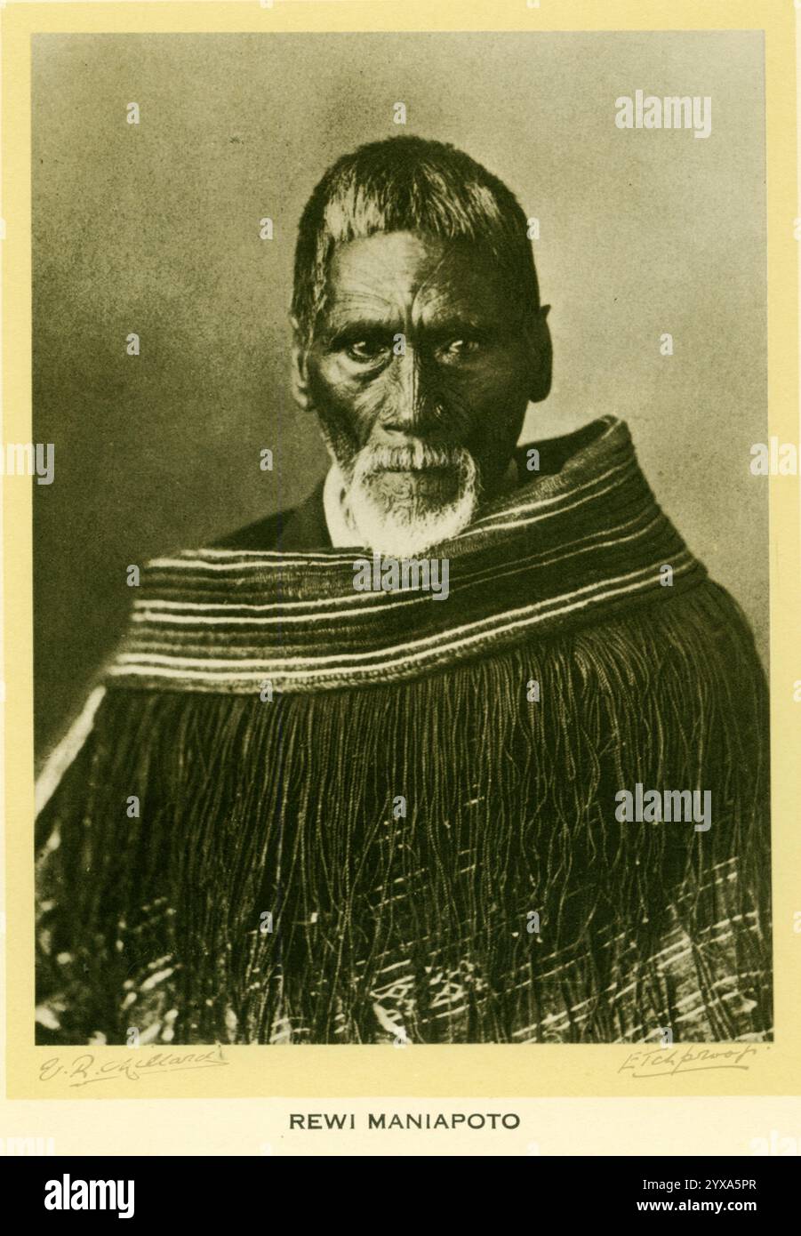 Portrait of the elderly Maori chief, Rewi Maniapoto, from a 1942 ...