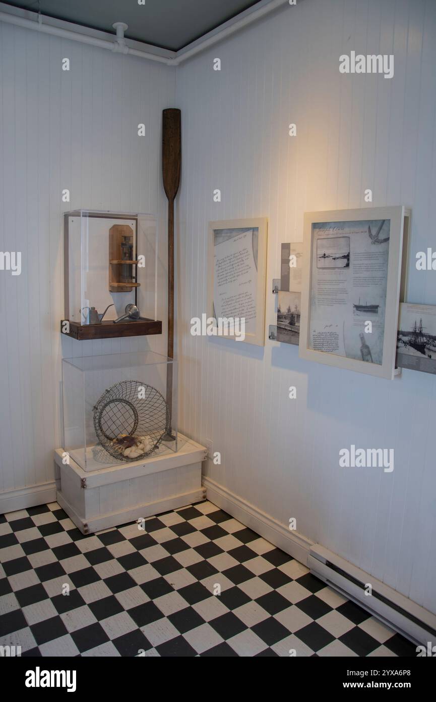 Crab trap and oar inside lighthouse at Fort Rodd Hill & Fisgard ...