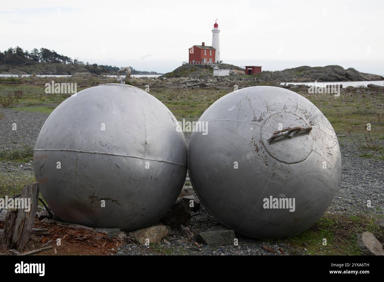 Steel floats on beach at Fort Rodd Hill & Fisgard Lighthouse National ...