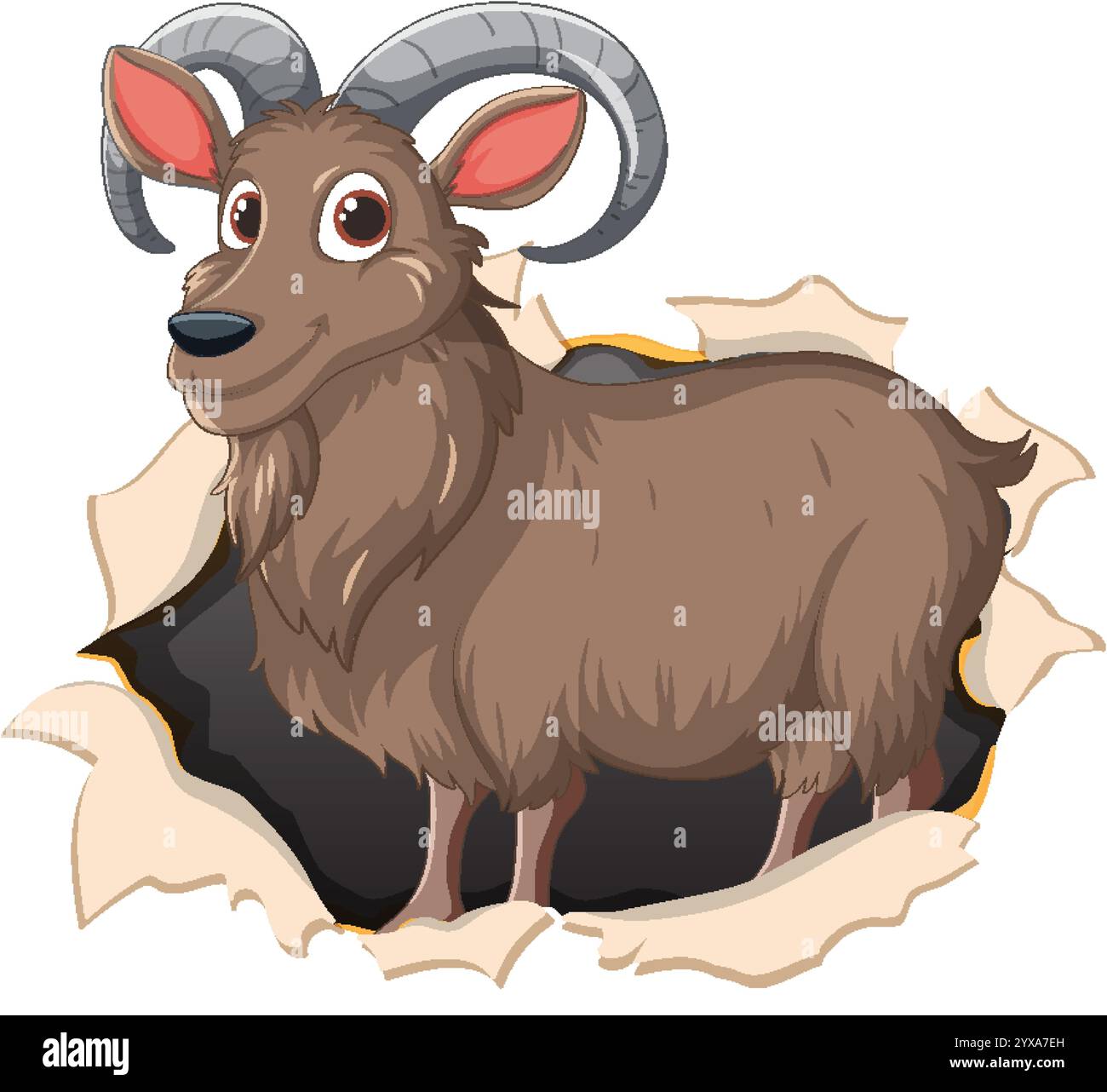 A playful goat emerging from torn paper Stock Vector Image & Art - Alamy