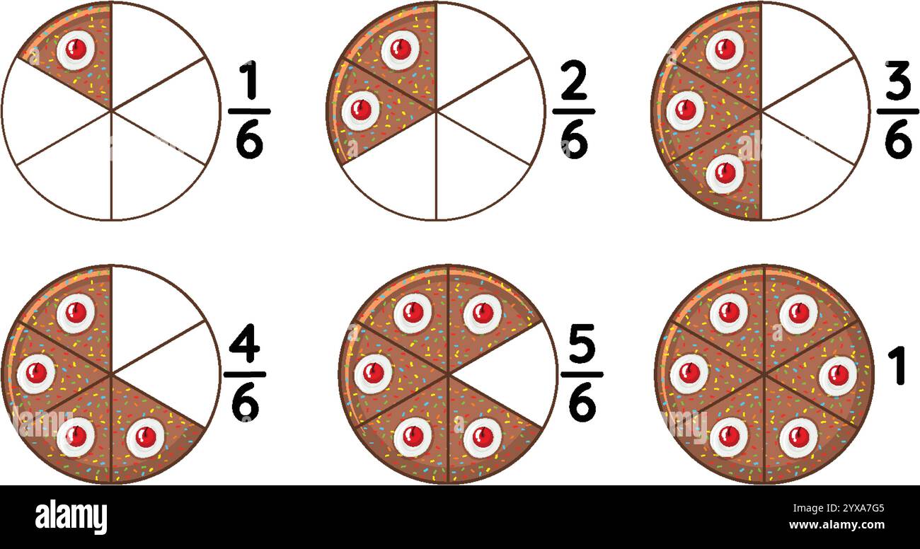Illustration of fractions using pizza slice examples Stock Vector Image ...