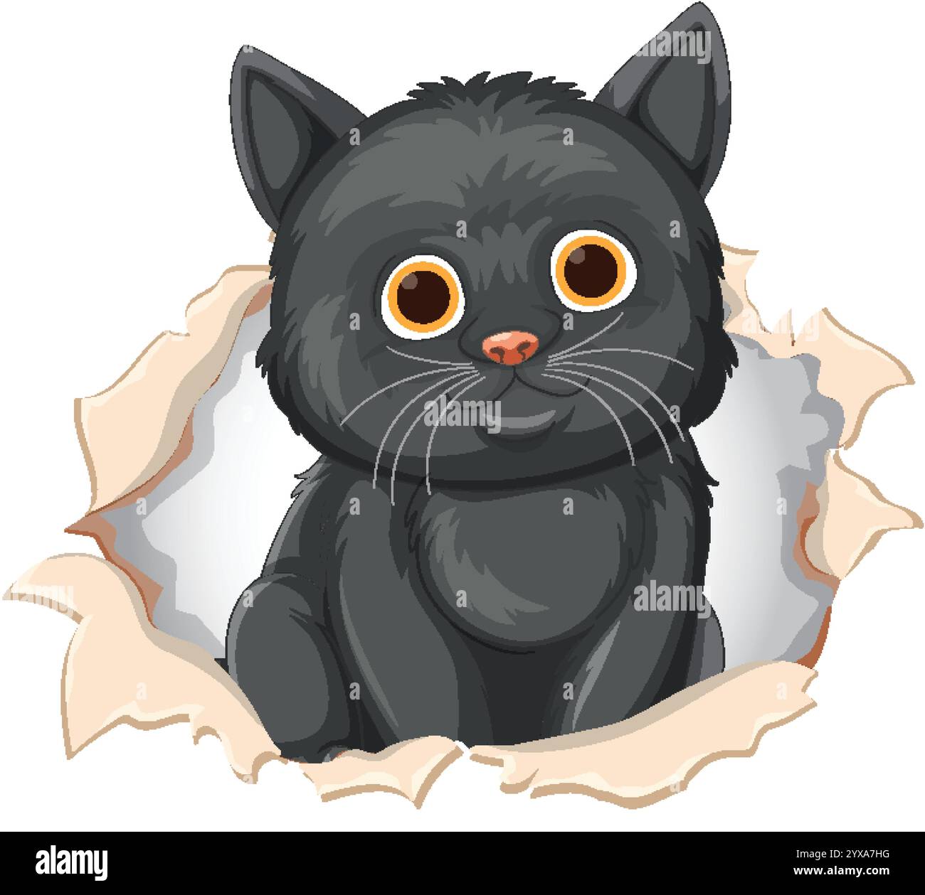 Adorable black cat peeking through torn paper Stock Vector Image & Art ...