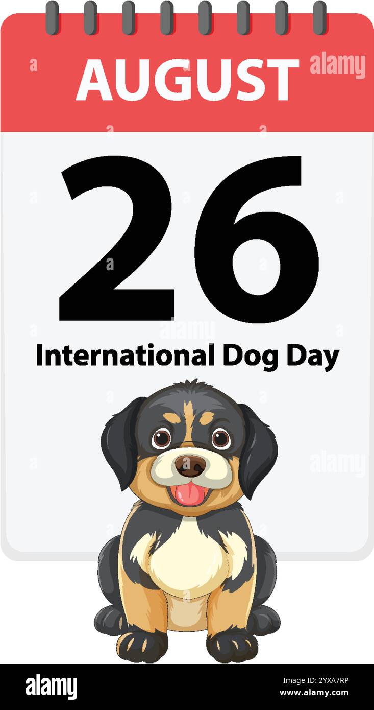 Cute dog with calendar marking August 26 Stock Vector Image & Art - Alamy