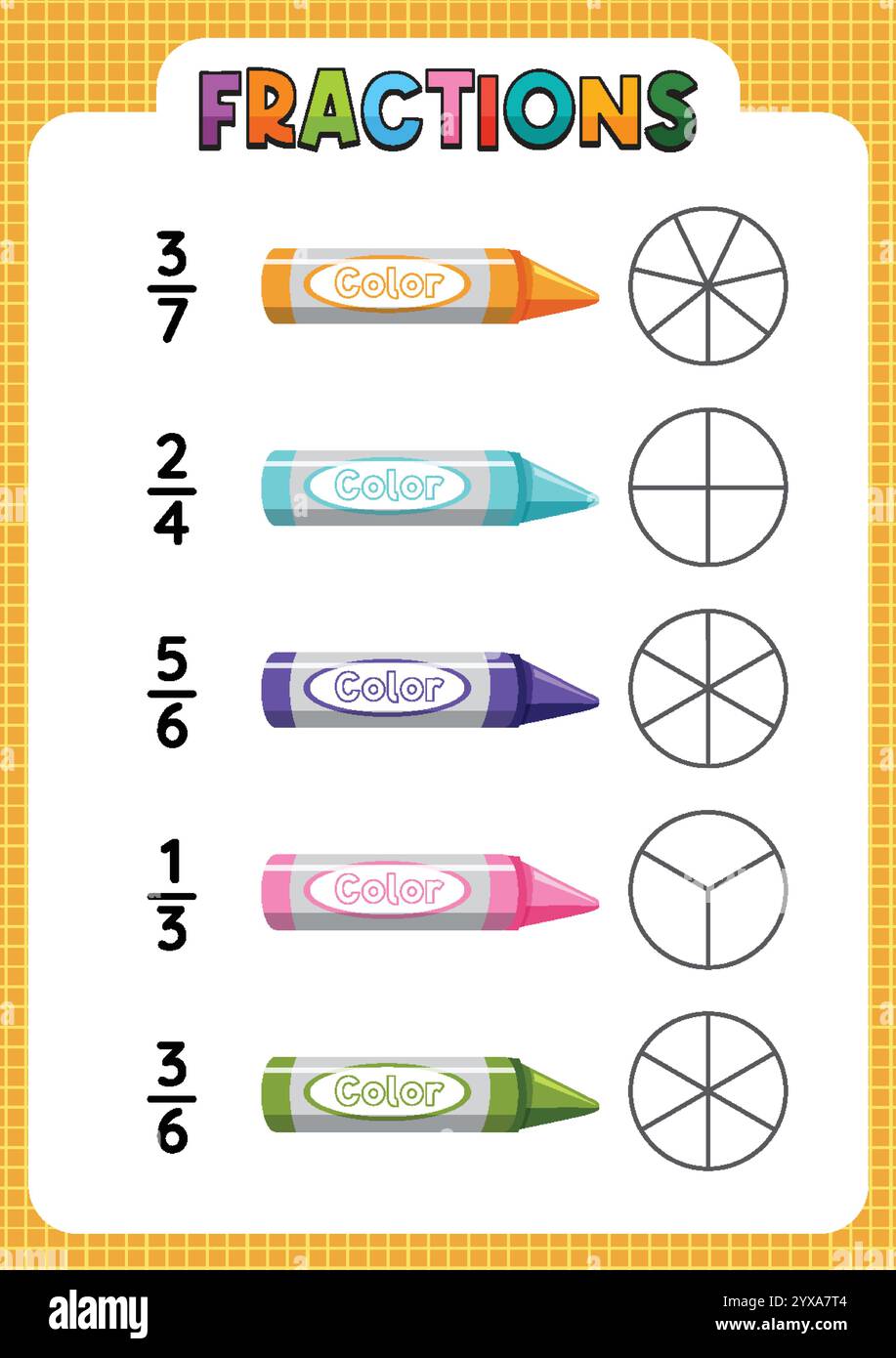 Illustration of fractions with crayons and circles Stock Vector Image ...