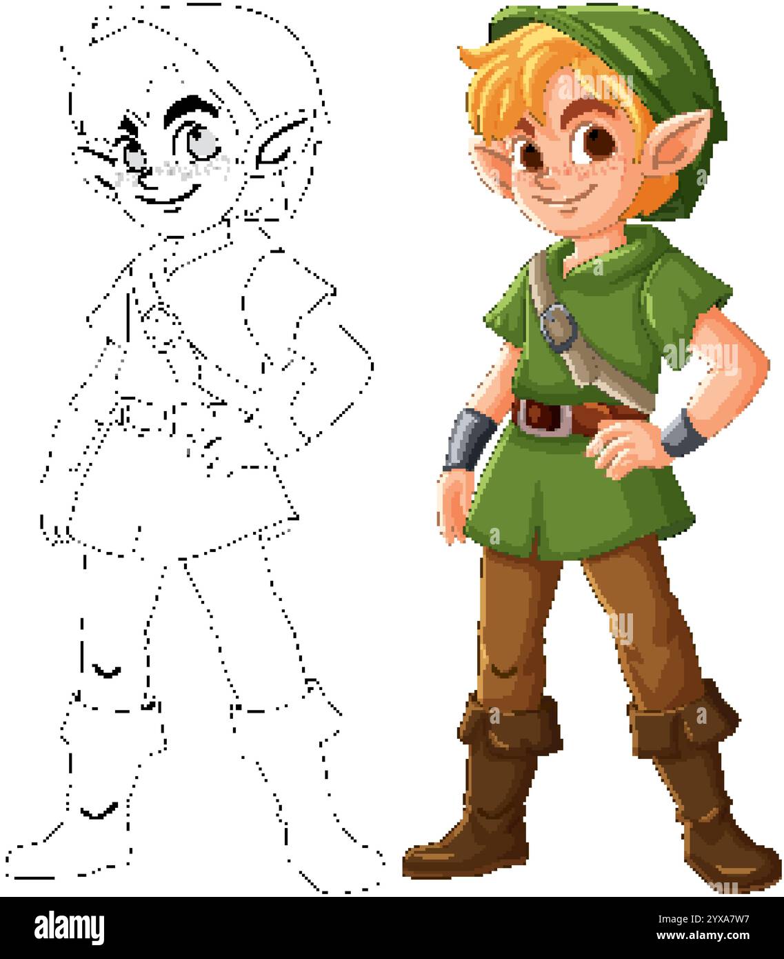 Color and outline of an elf character Stock Vector Image & Art - Alamy