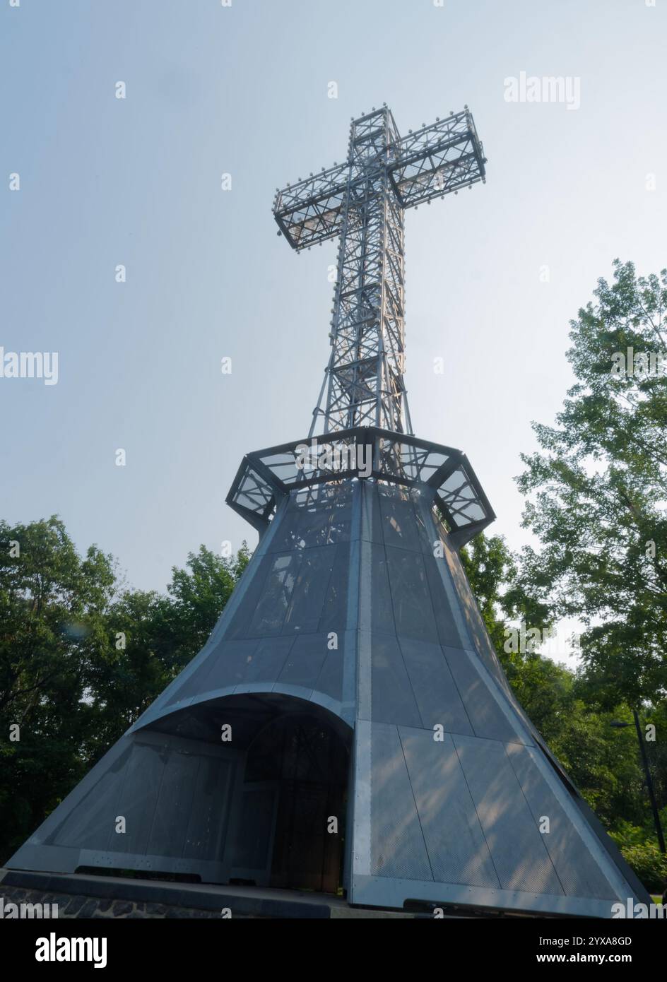 The cross on top of Mount Royal in Montreal. Quebec, Canada Stock Photo ...