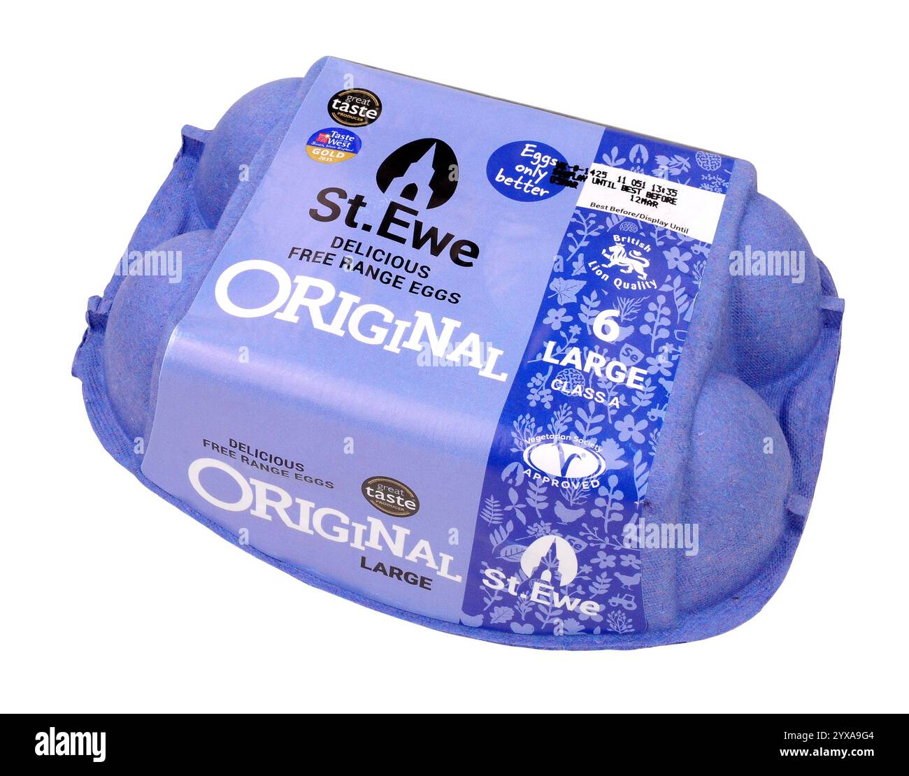 St Ewe original free range eggs in a box containing six class A large ...