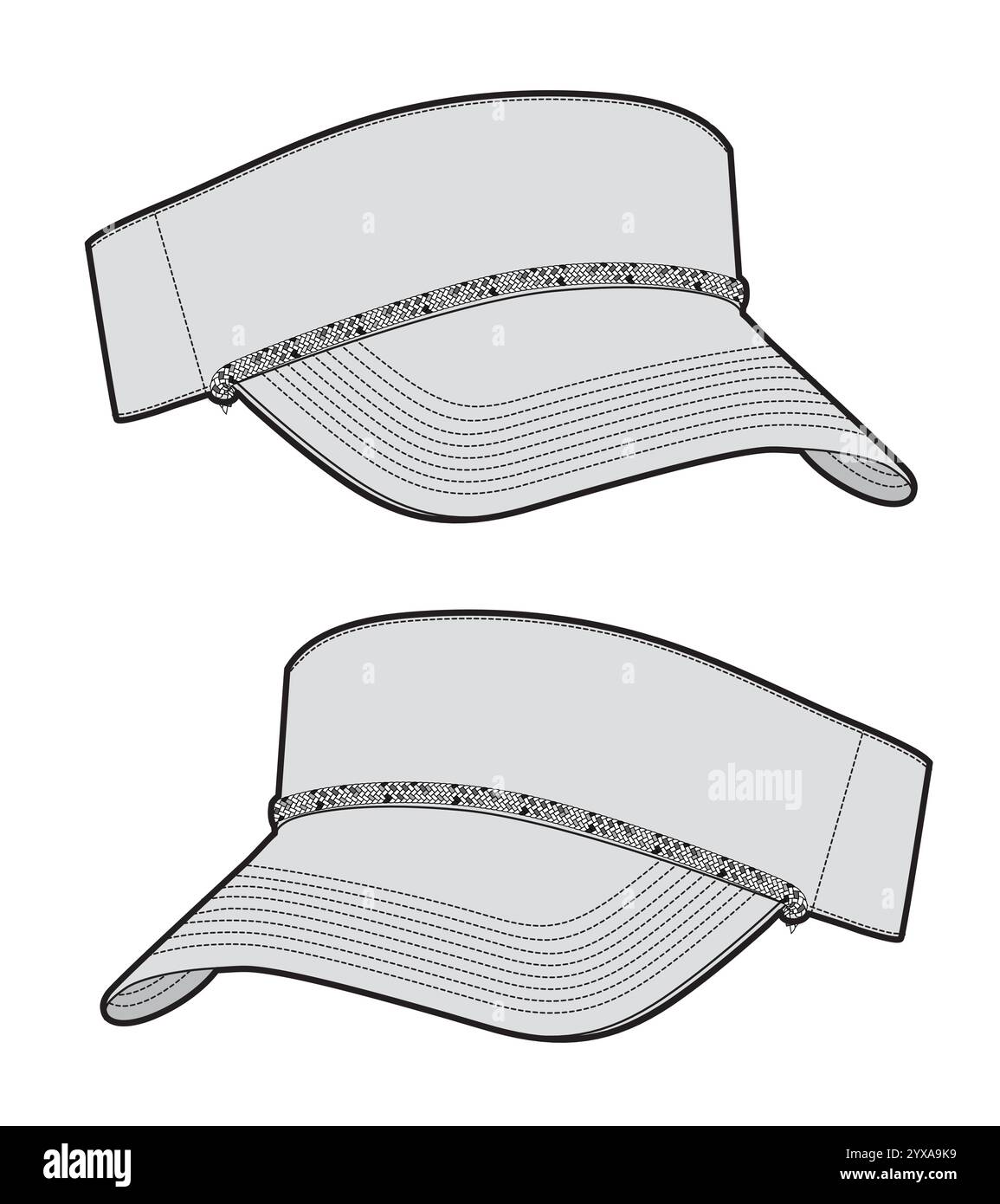 Sports visor cap technical line drawing vector mockup template Stock ...