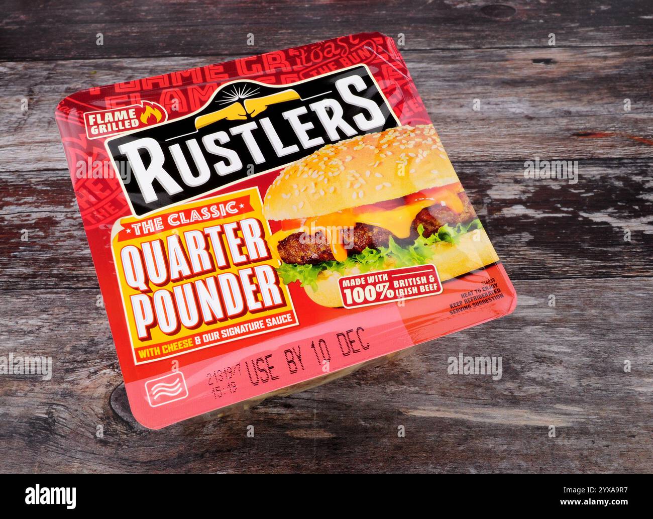 Rustlers classic flame grilled quarter pounder beef burger with cheese ...