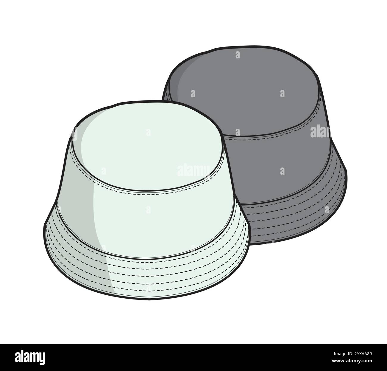 Round bucket hats vector template technical drawing Stock Vector Image ...
