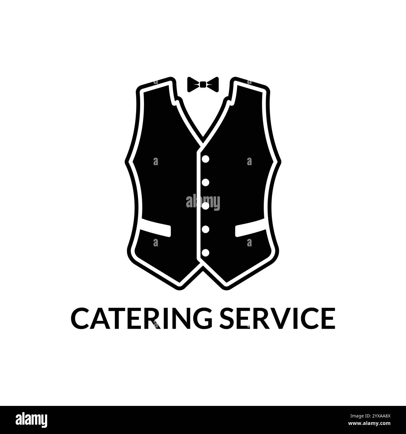 Waiter flat line icon. Vest, professional uniform sign. Thin linear ...