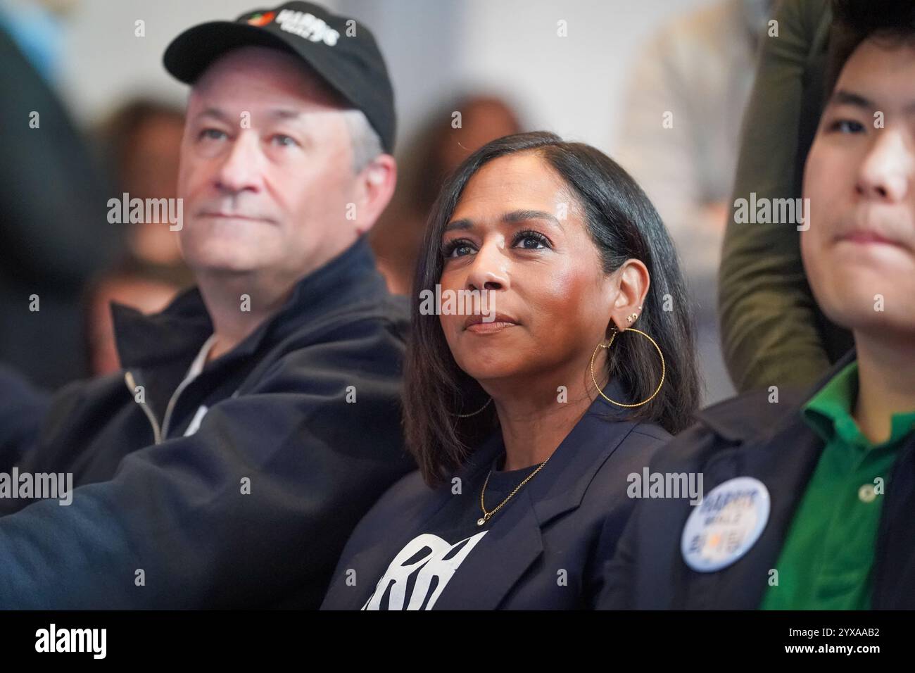 Second Gentleman Douglas Emhoff and Maya Harris watch as Minnesota ...