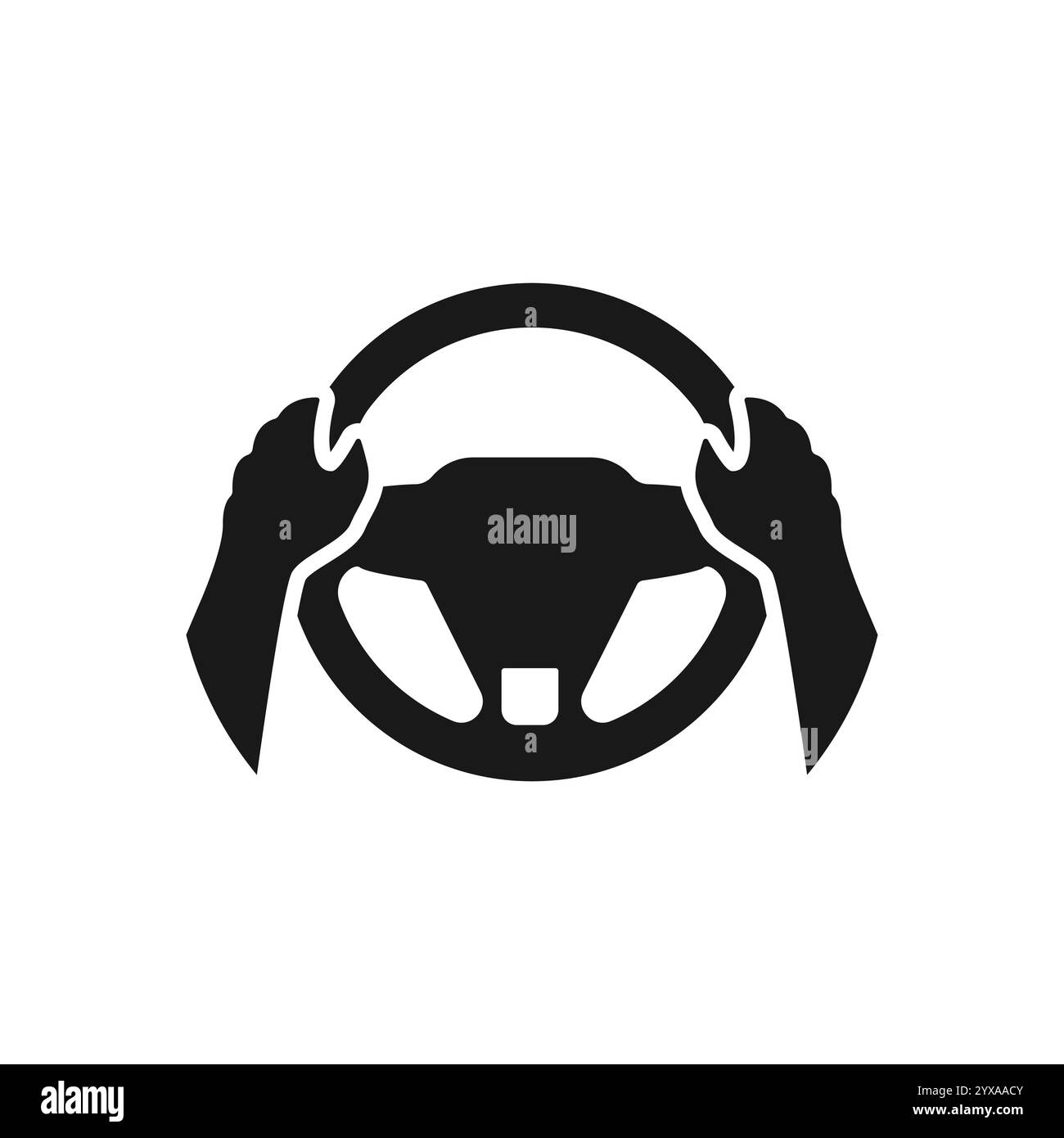Steering wheel icon. Hands on steering wheel. Driver. Driving car. Test ...