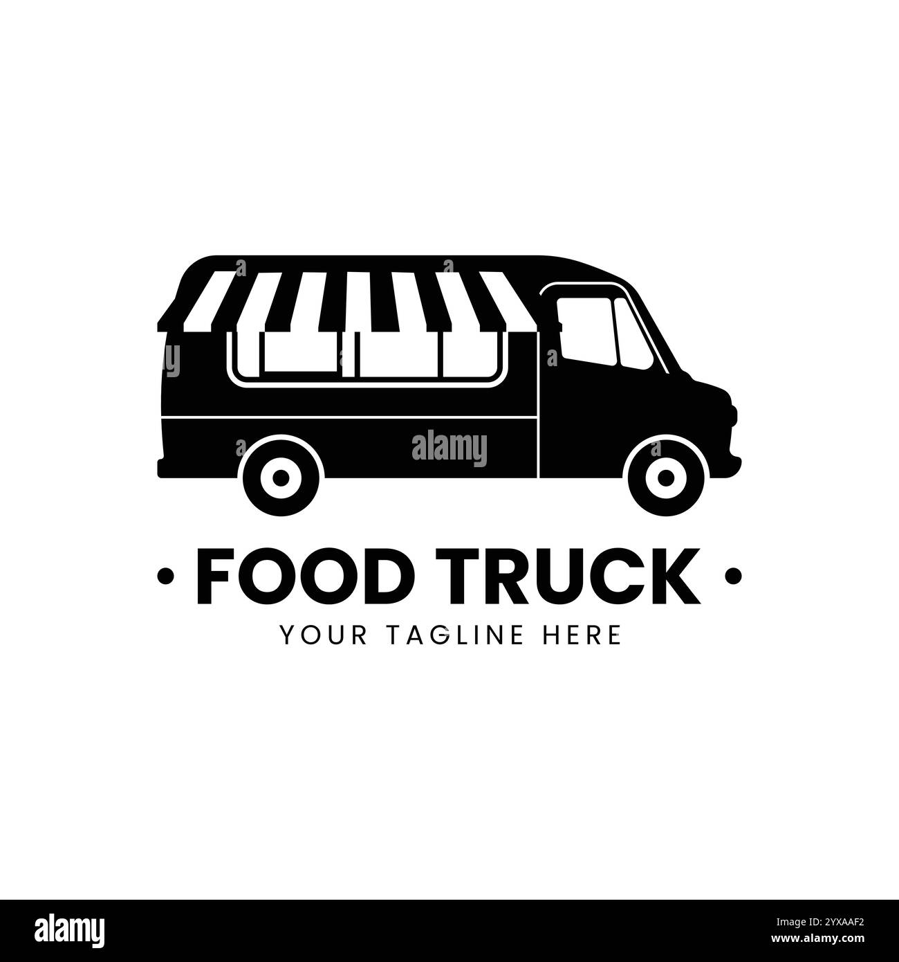 Food truck logo template. Street food wagon vector design. Retro food ...