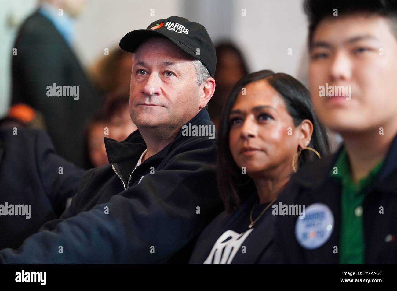 Second Gentleman Douglas Emhoff and Maya Harris watch as Minnesota ...