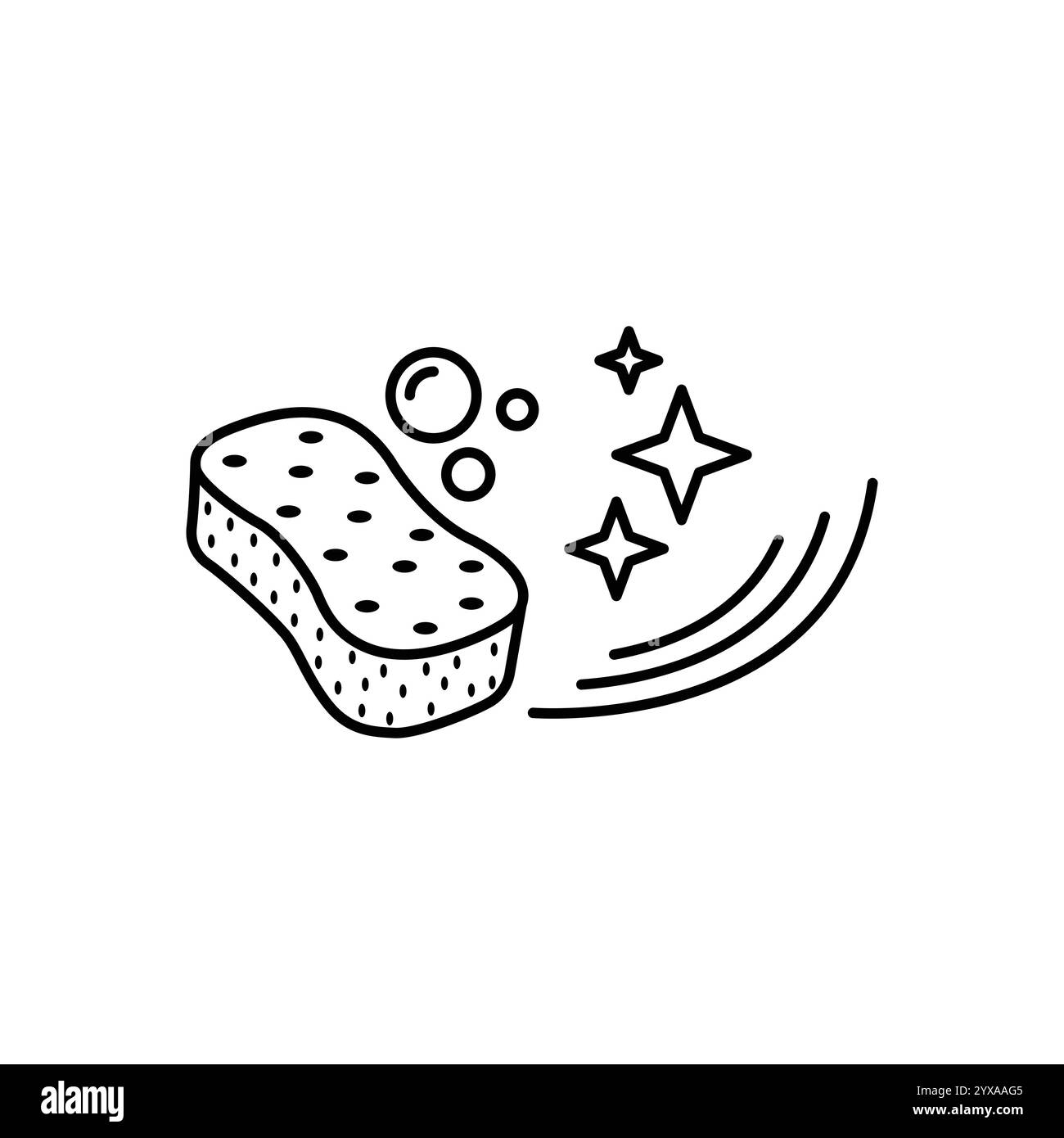 Cleaning sponge linear icon. Kitchen sponge. Thin line illustration on ...