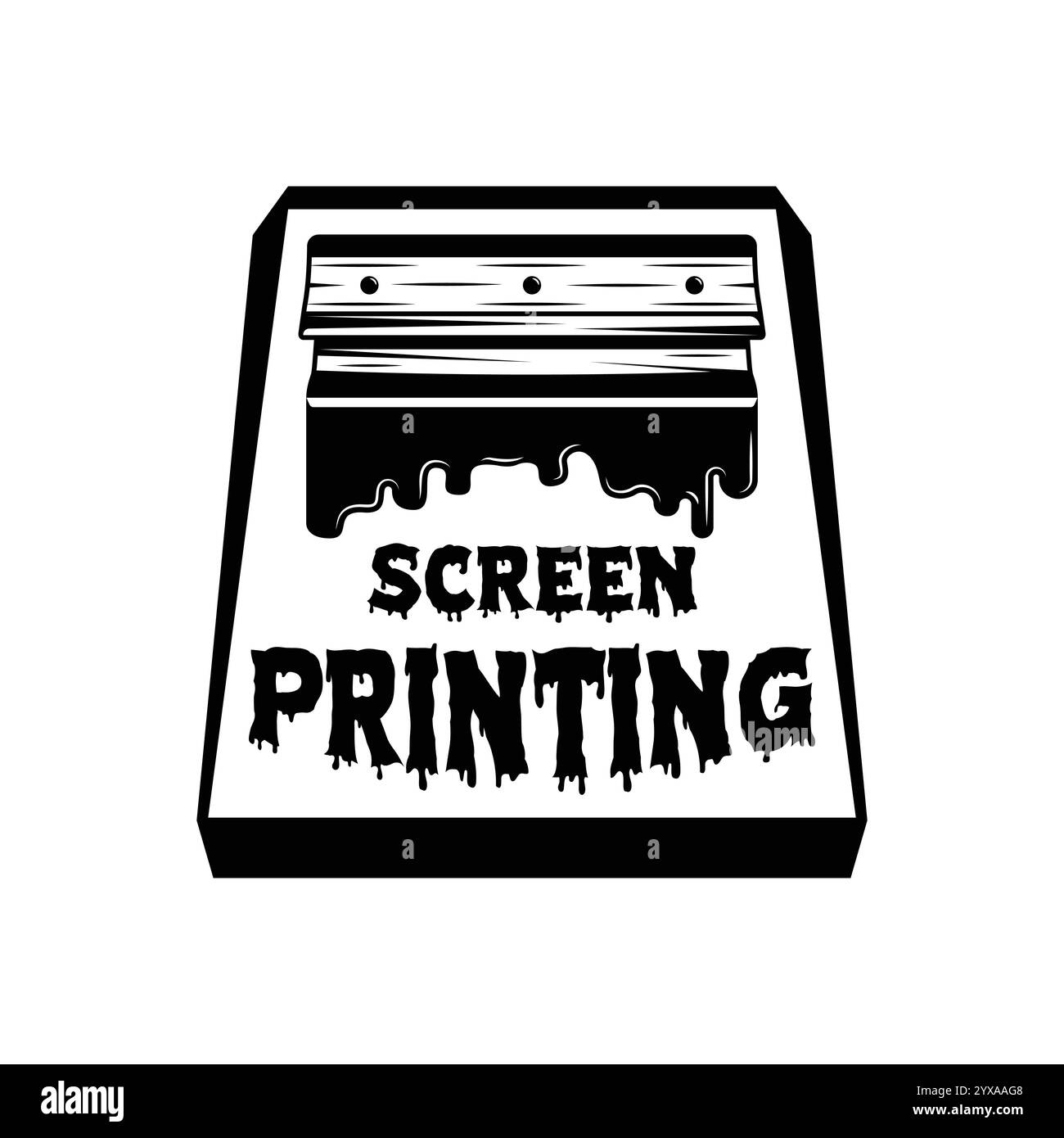 Vintage logo monochrome screen printing template with paint splashes ...