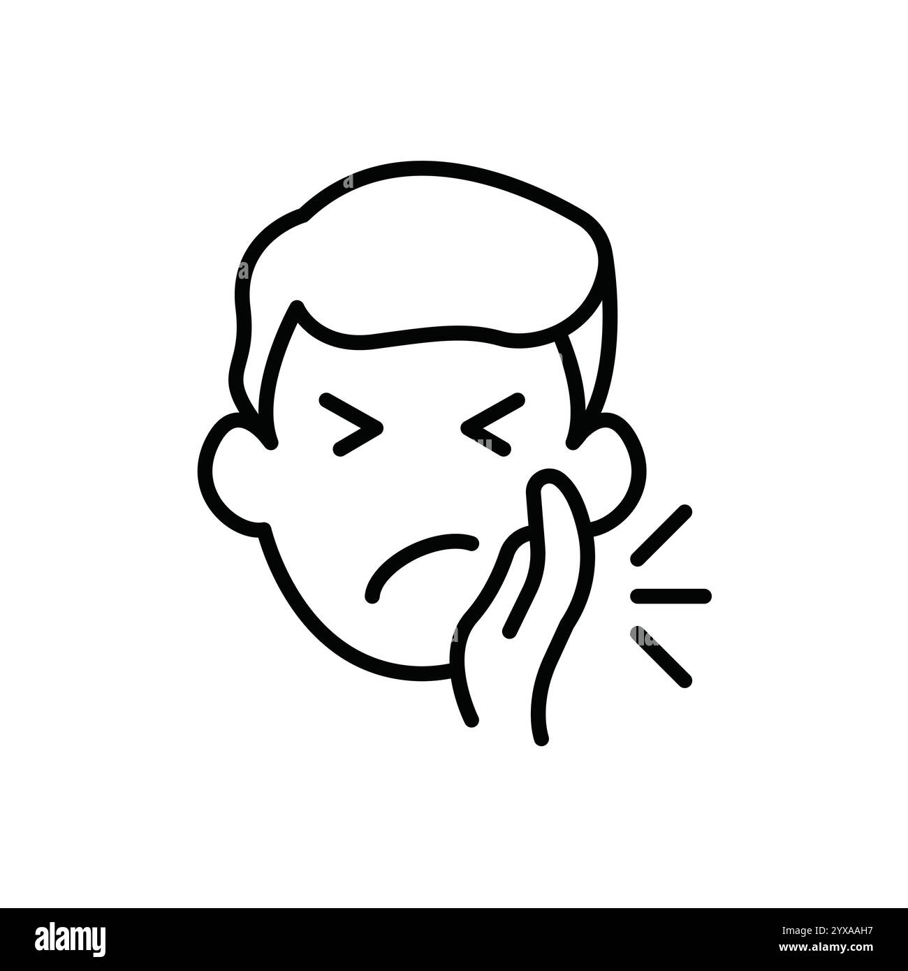 Toothache icon, Dental pain sign. Man with toothache jaw pain, Dental ...