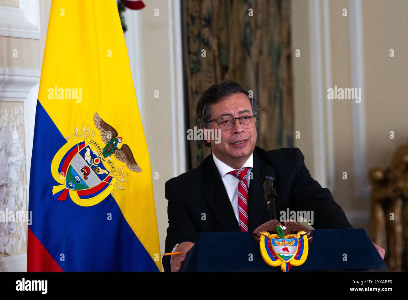 Bogota, Colombia. 14th Dec, 2024. Colombian president Gustavo Petro ...