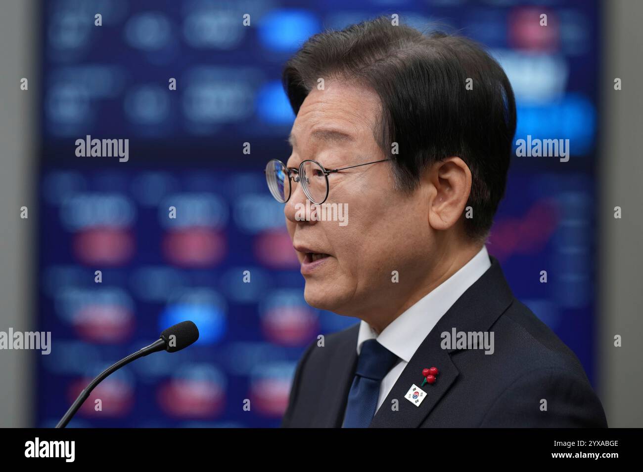 South Korea's main opposition Democratic Party leader Lee Jae-myung speaks during a press ...