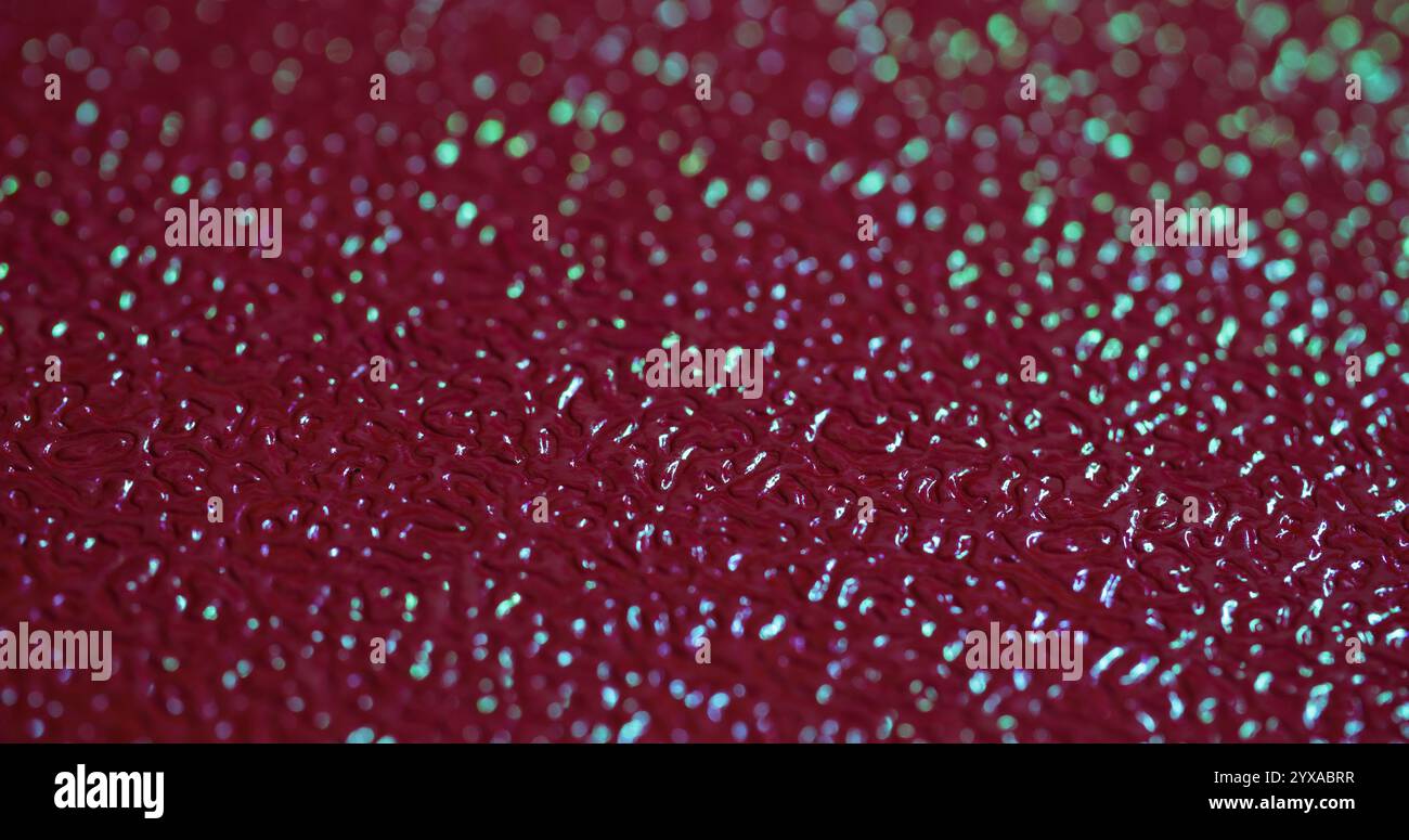 Bokeh surface. Artificial leather. Red glisten wavy plastic sheet ...