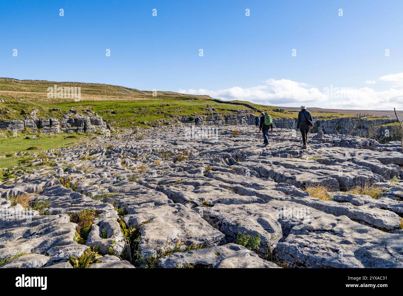 Malham Cove limestone pavement in the Yorkshire Dales national park ...