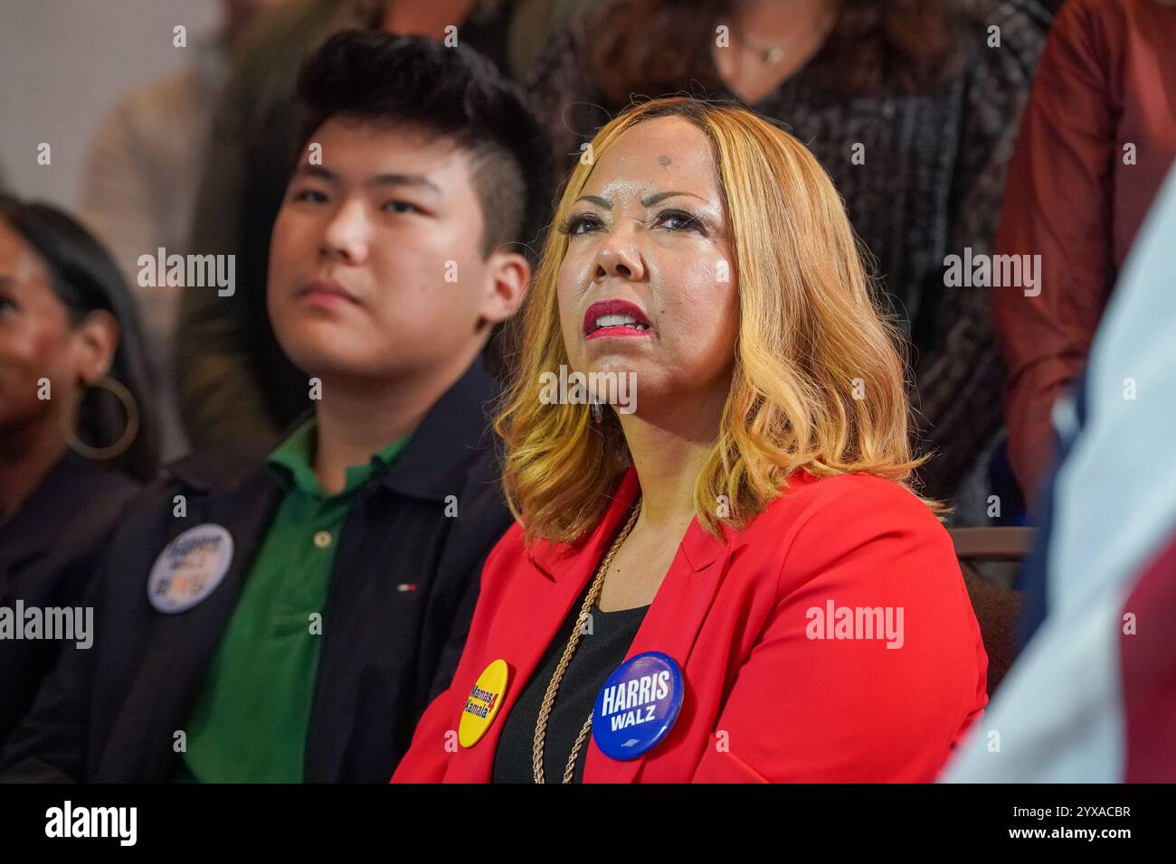 Peachtree Ridge High School student Tyler Lee and U.S. Rep. Lucy McBath ...