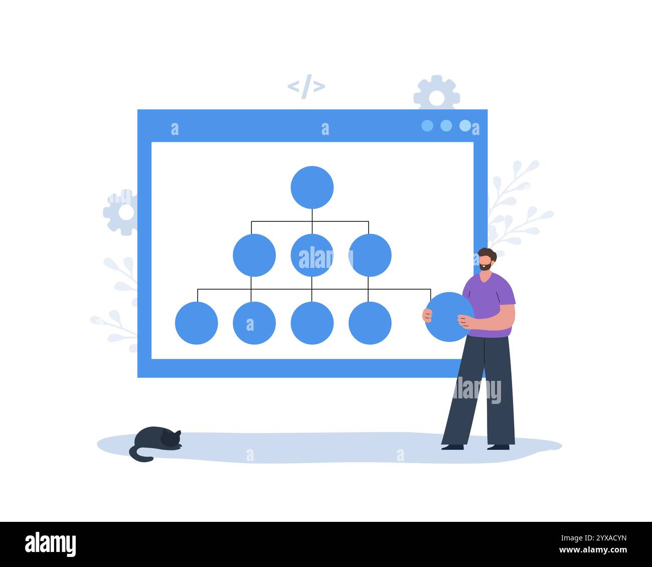 Sitemap Creation concept. Website navigation for the user. Male ...