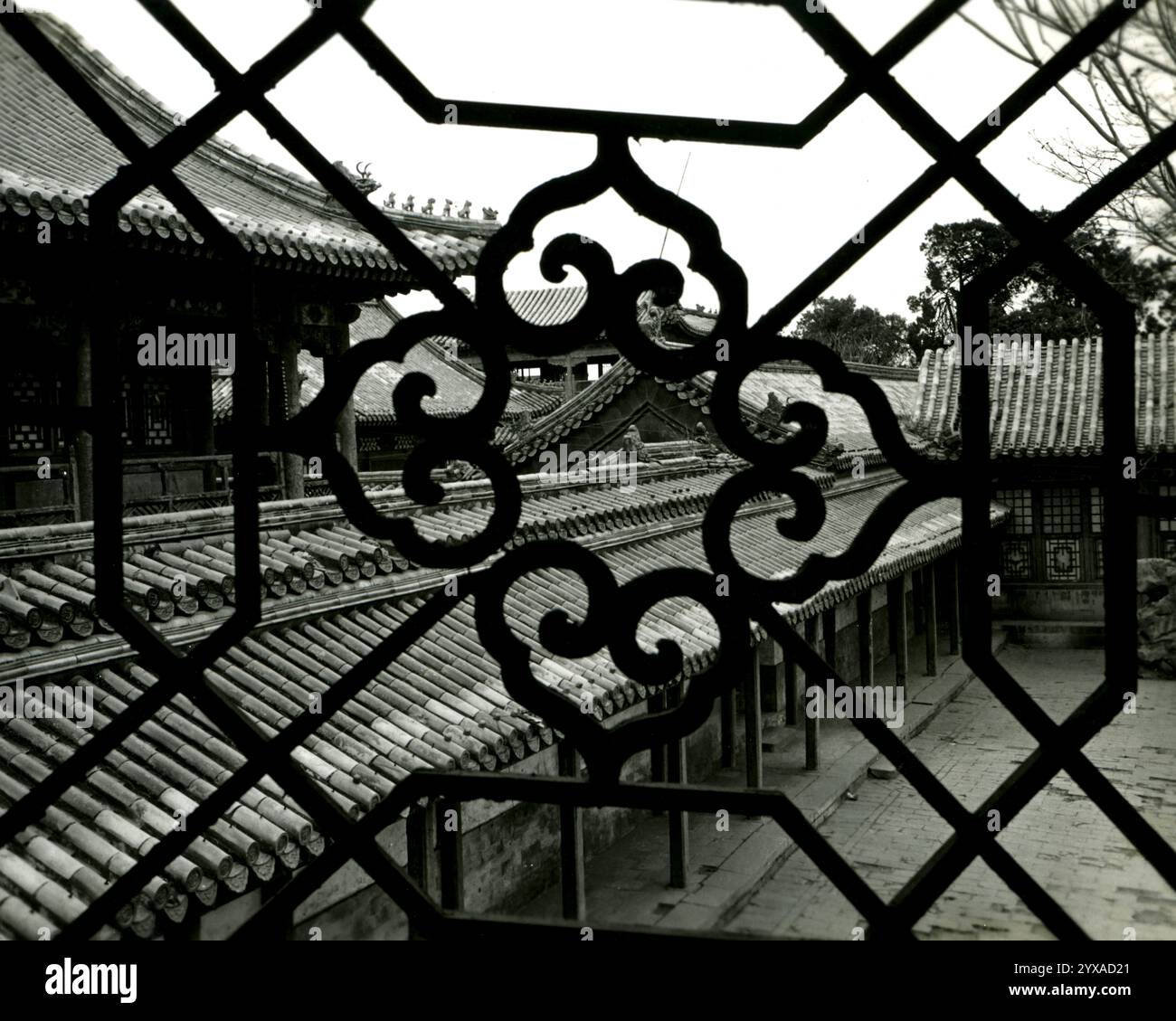 Beautiful traditional architecture viewed through intricate lattice ...
