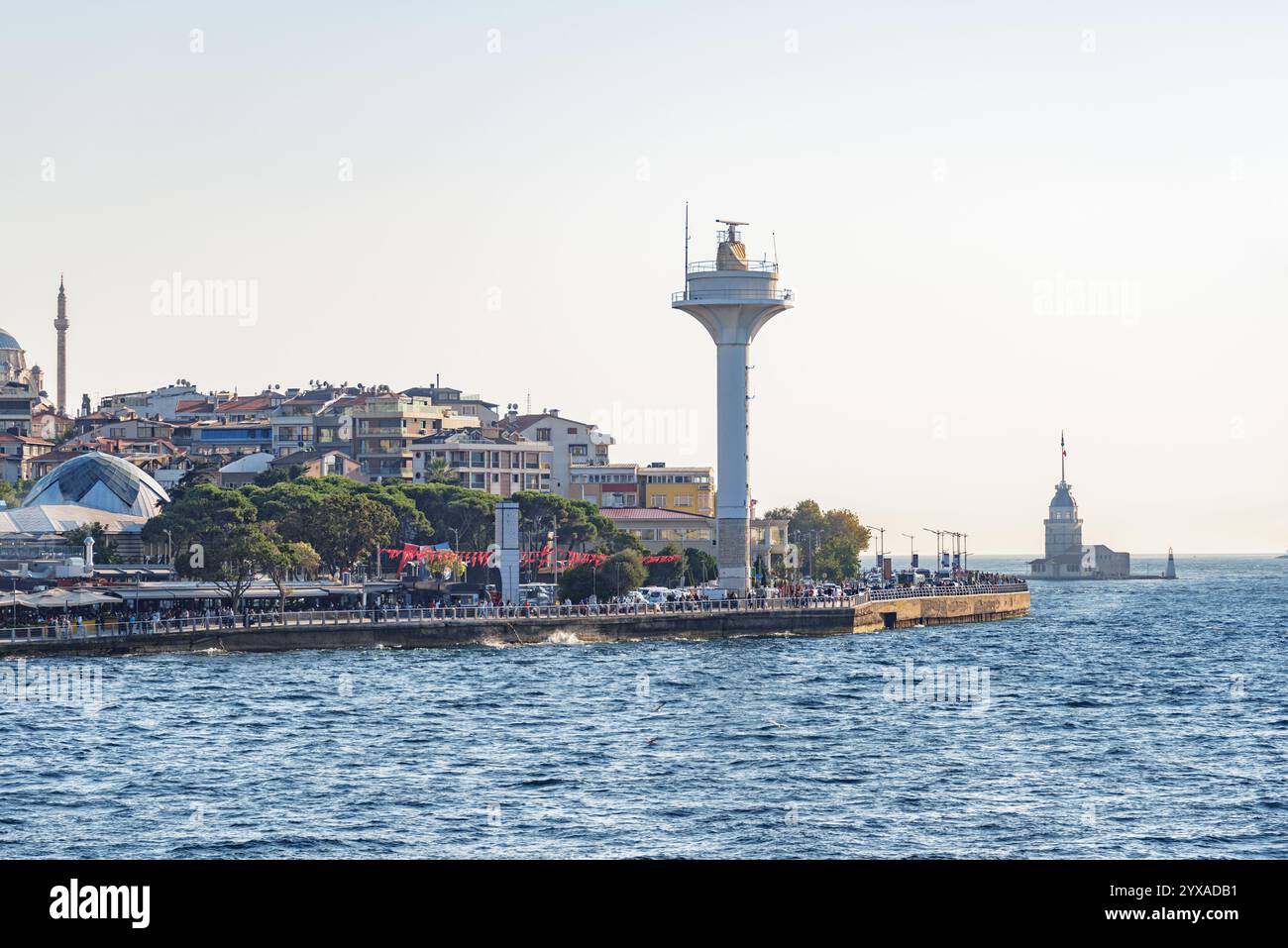 View of the Uskudar Coast Walkway from the Bosporus, Istanbul Stock ...