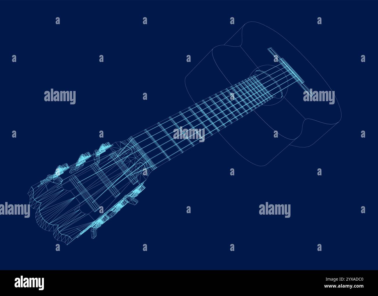 Acoustic guitar blue contour. Music instrument outline. Vector ...