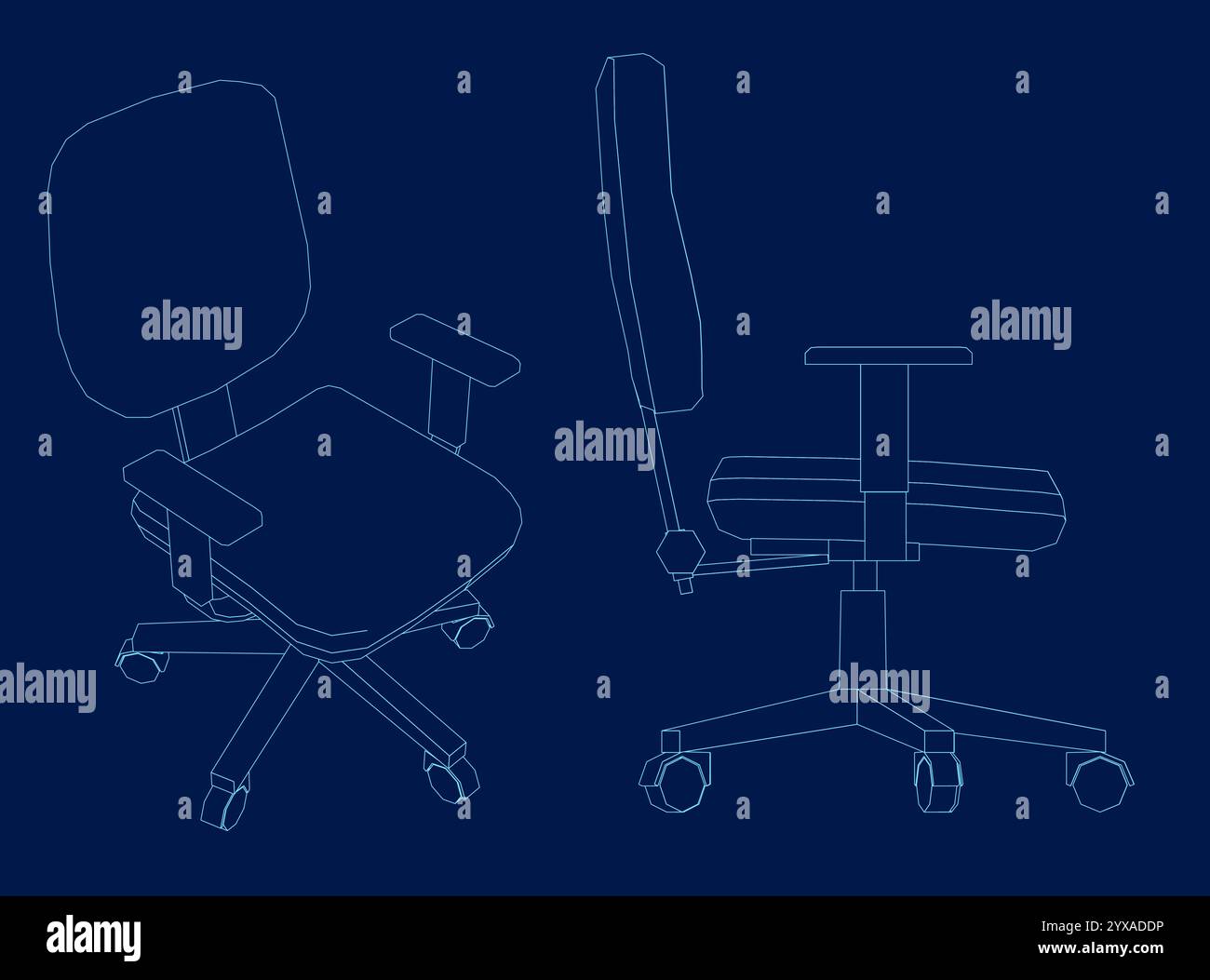 Contour Office chair isometric and side view. Vector minimal office ...