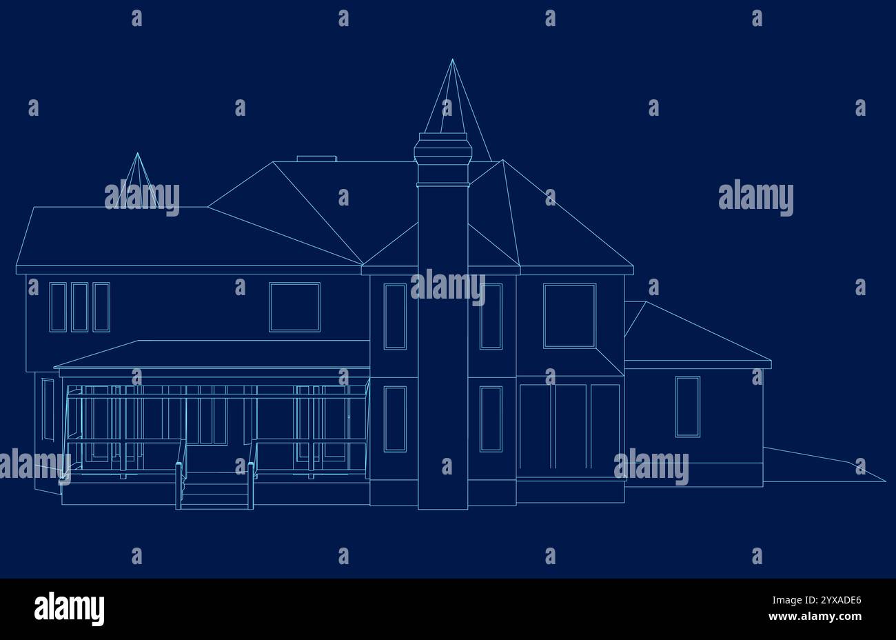 line drawing luxury house building. Contour Home architecture property ...