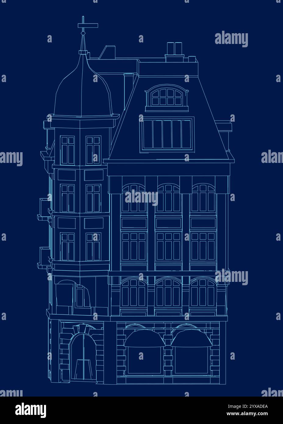 Isometric building contour. Business offices, apartment houses ...