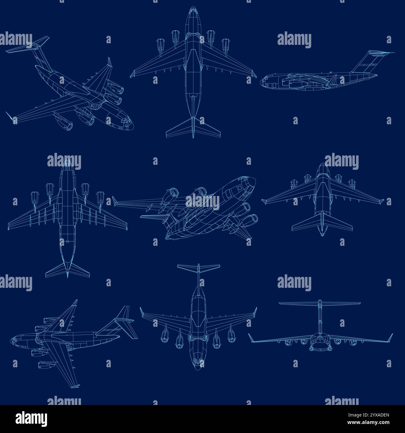 set of airplanes line art vector illustrations Stock Vector Image & Art ...