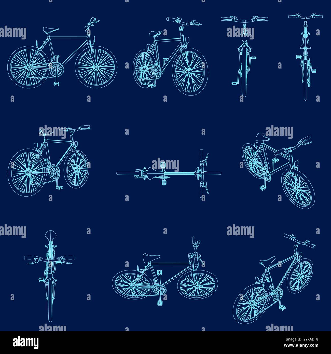 set of bicycles contour vector illustration Stock Vector Image & Art ...