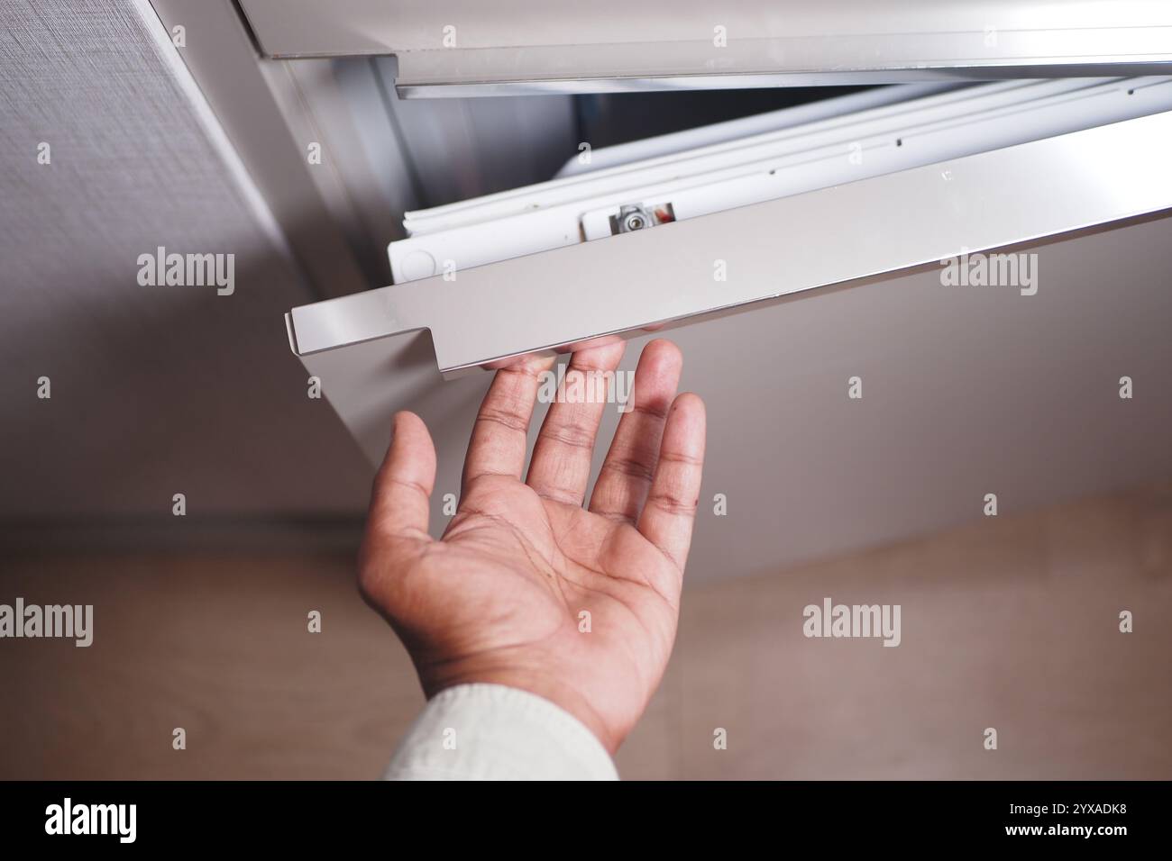 half open fridge with food and vegetables Stock Photo - Alamy