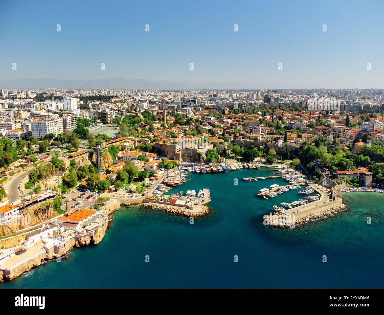 Aerial view of the Ottoman Houses and Old Antalya Marina Stock Photo ...