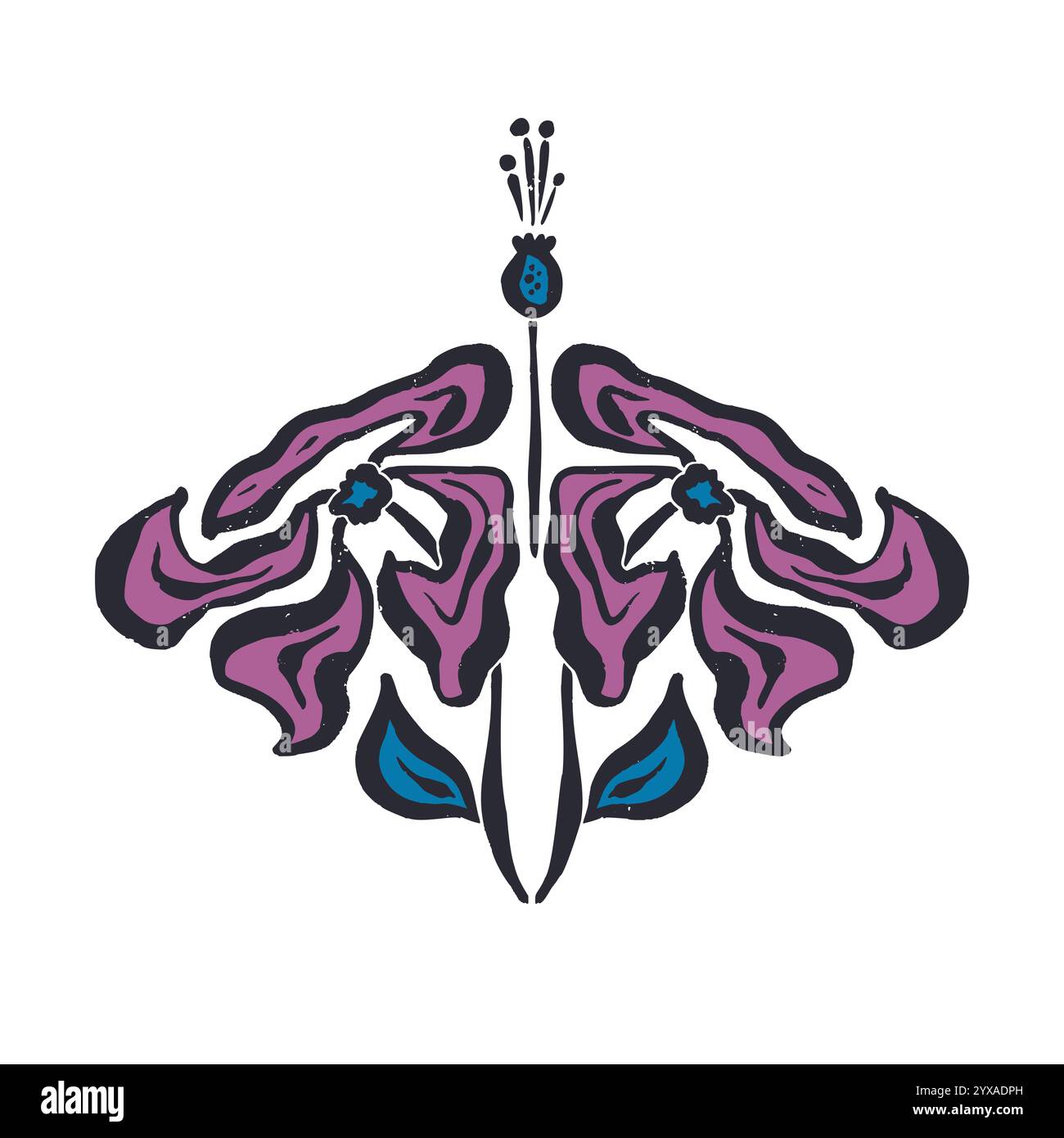 Black outline minimal abstract inky flower Stock Vector Image & Art - Alamy