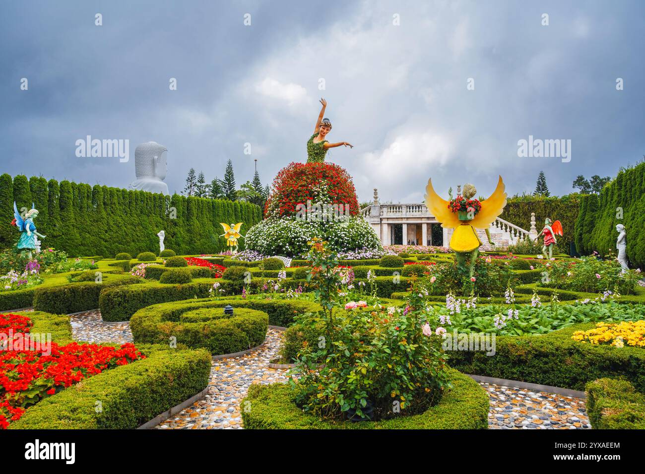 Beautiful flower garden at SunWorld Ba Na Hills tourist area Stock ...