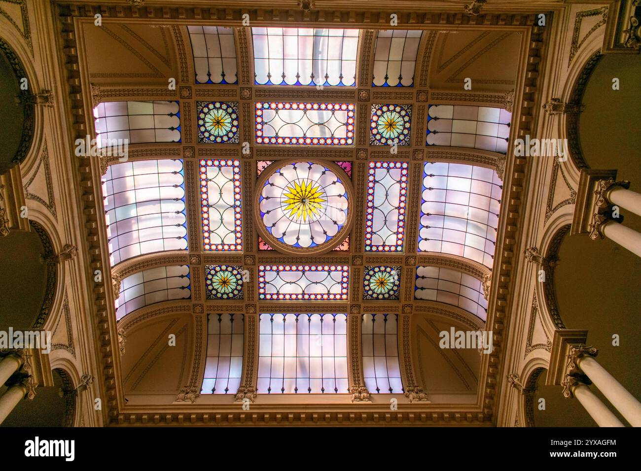 The stunning stained glass ceiling of the main foyer at Osgoode Hall in ...