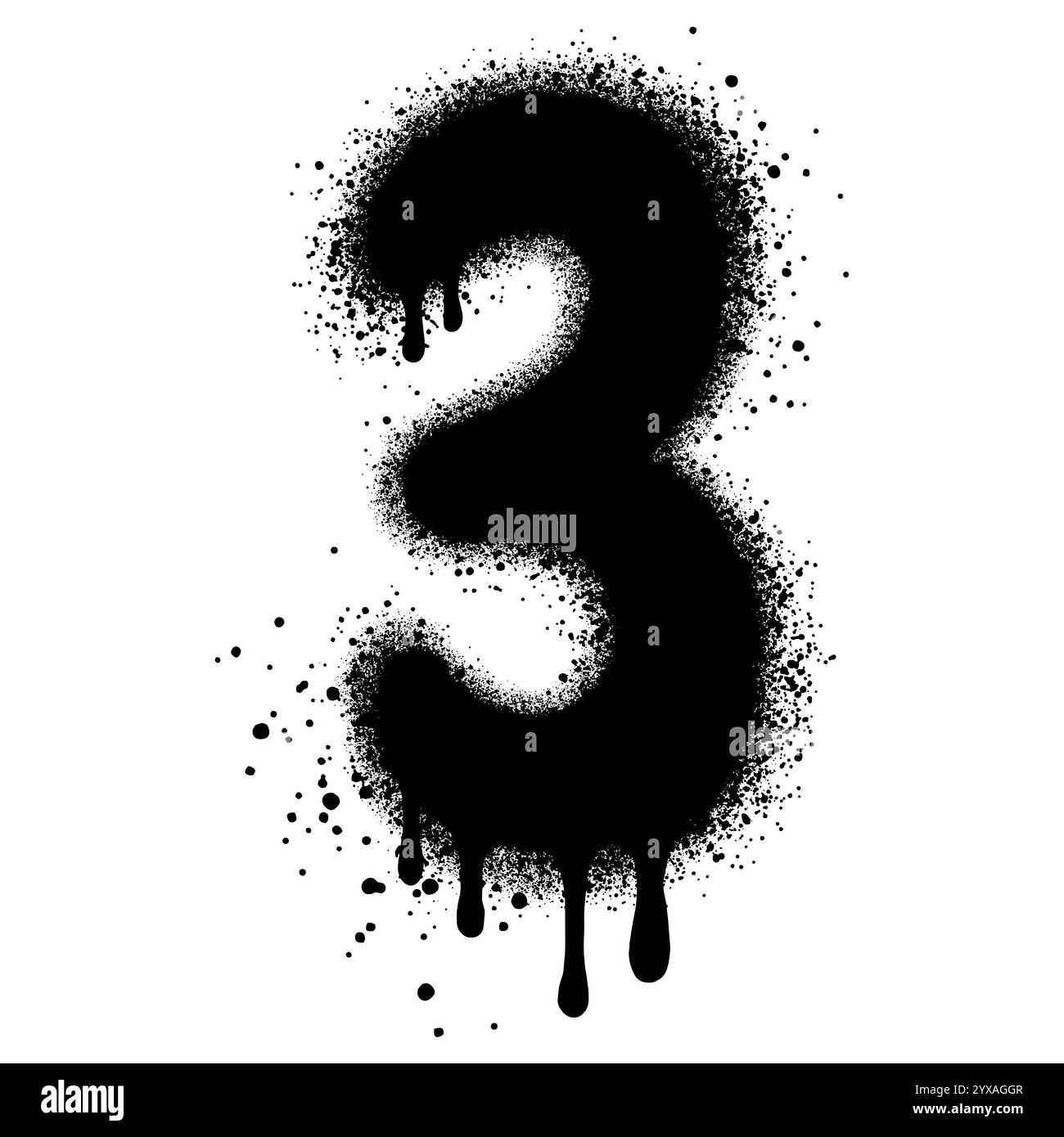 spray painted graffiti number 3 sprayed isolated with a white ...