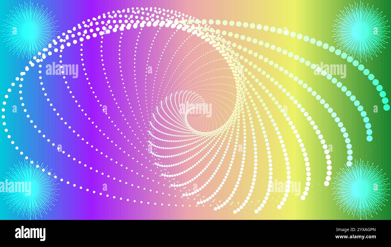 celebration abstract colorful background with starburst blast lights and dotted wavy curve lines ...