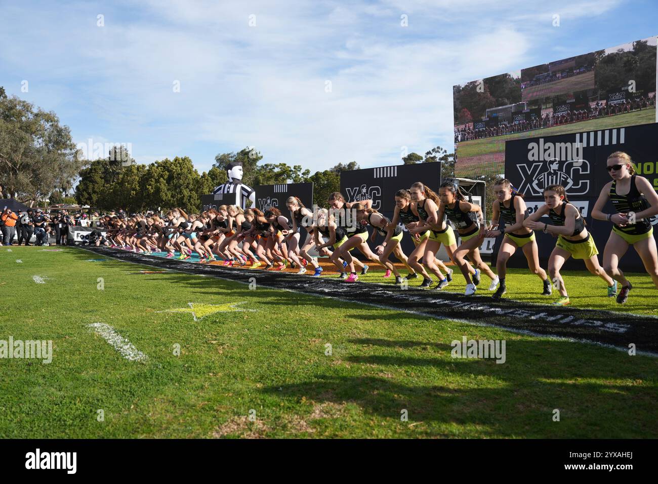 A general overall view of the start of the girl's race during the Foot ...