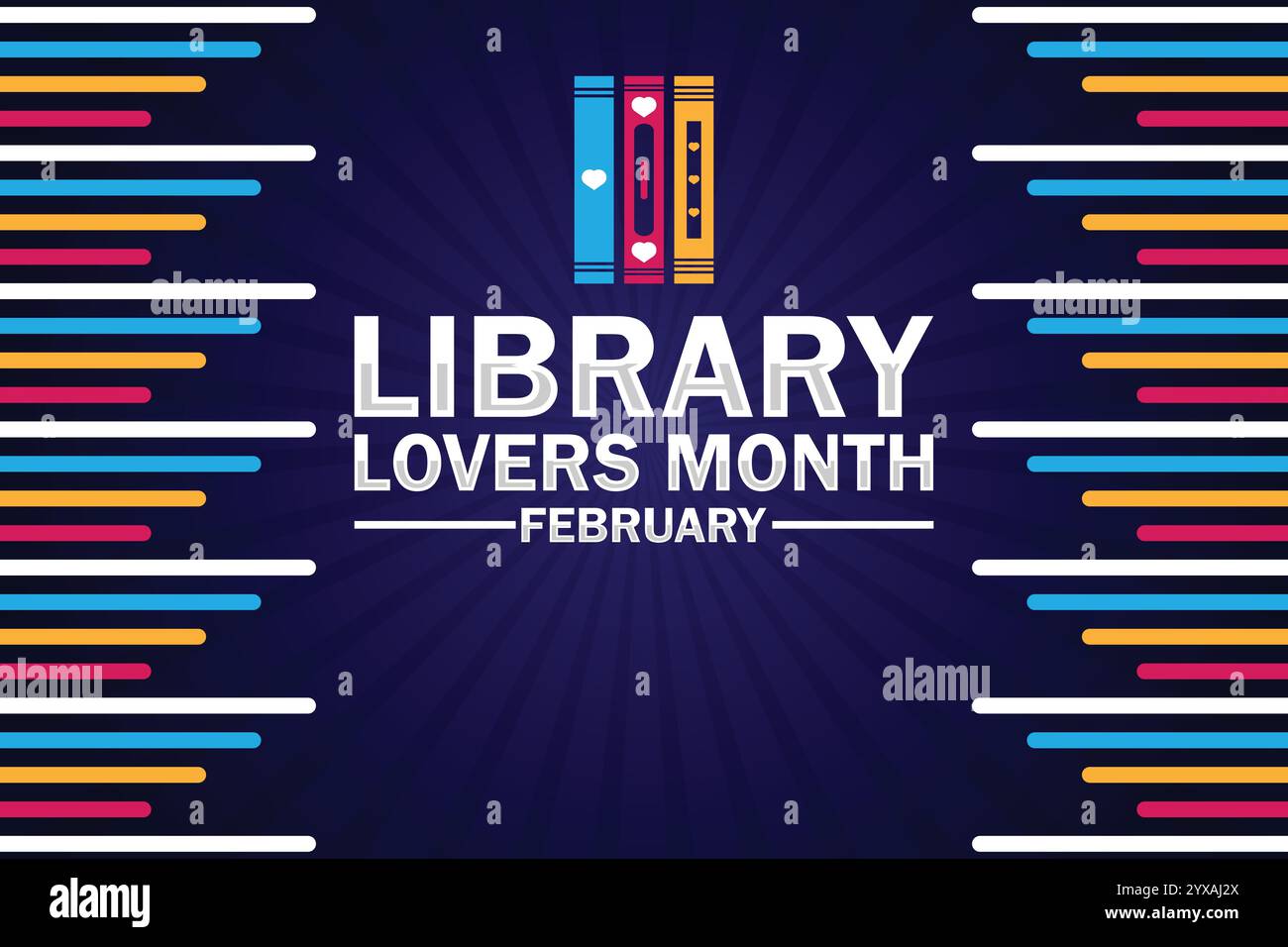 Library Lovers Month February wallpaper with shapes and typography ...