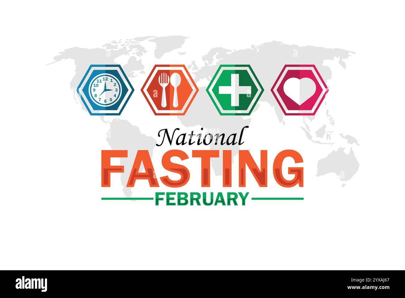 National Fasting February. Suitable for greeting card, poster and ...
