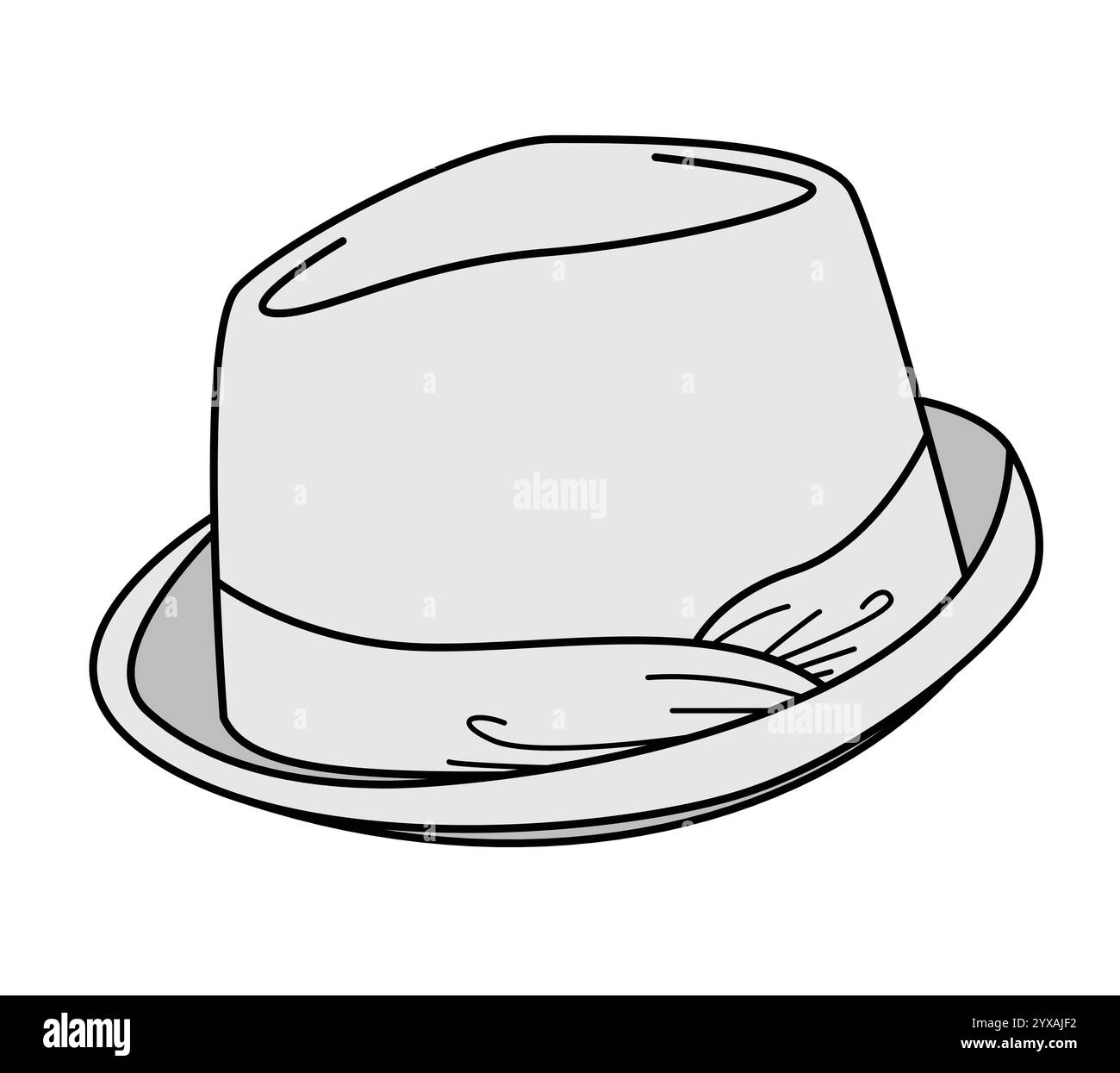 Kids trilby hat technical flat sketch vector mockup template Stock ...
