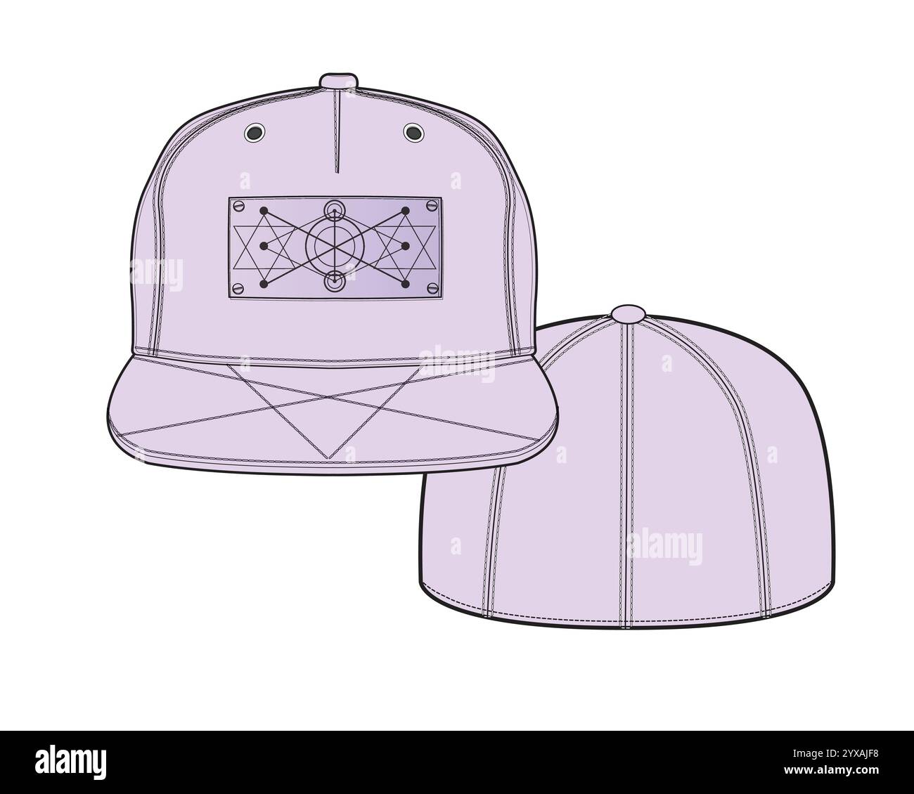 Snapback caps vector design technical flat drawing Stock Vector Image ...